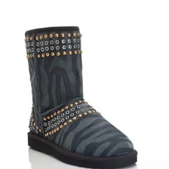UGG | Shoes | Limited Edition Jimmy Choo Uggs Kaia Bluegrey Zebra Print ...